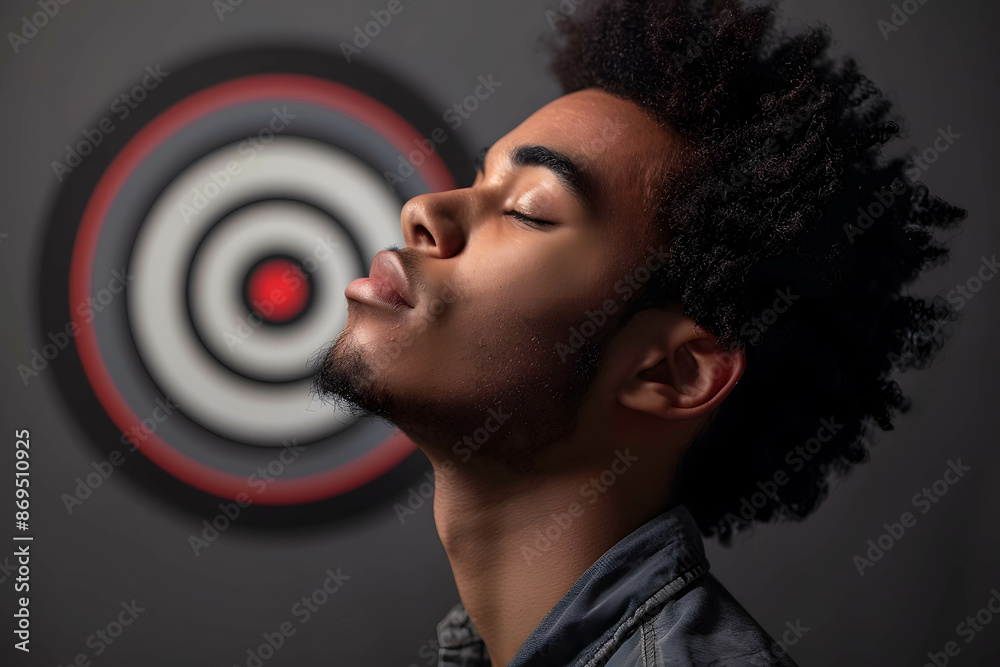 Imagining and thinking about goals and success concept, Focus on ...