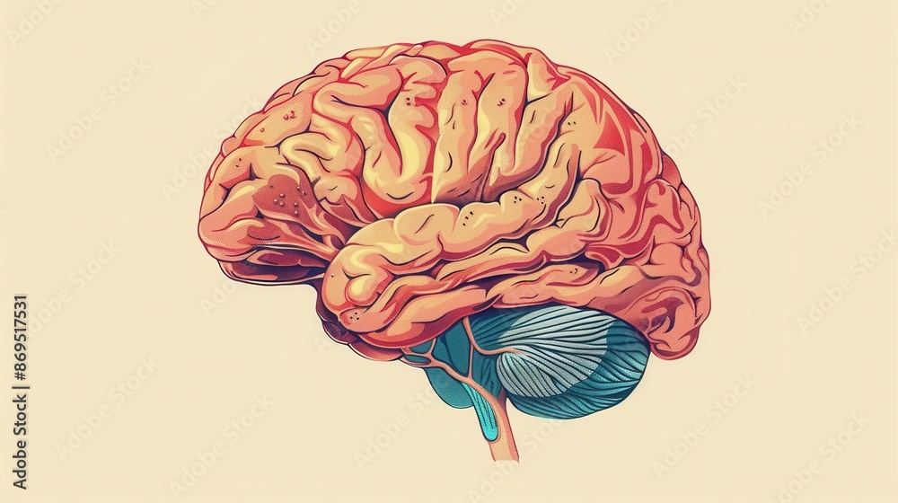 Brain anatomy, full brain diagram, scientific illustration, flat design ...