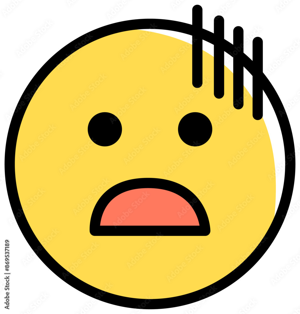 Amazed expression (manga symbol), yellow face emoji. Vector ...