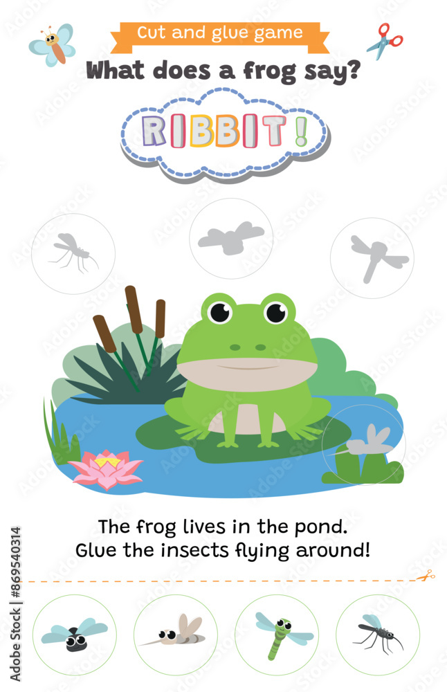 Learning animal sounds. Cut and glue educational children game. What ...