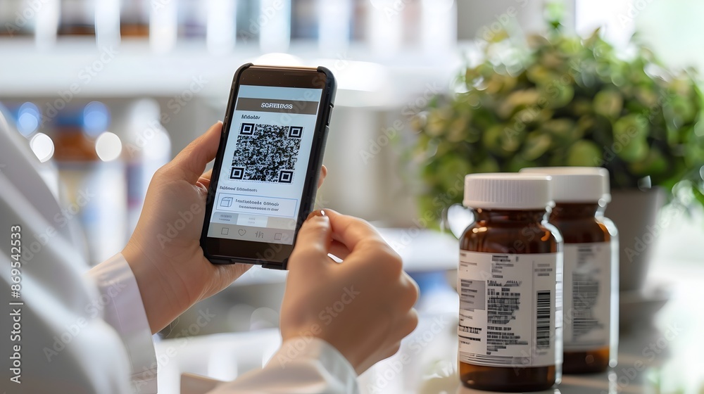 Person Scanning QR Code on Medication Bottle for Digital Verification ...