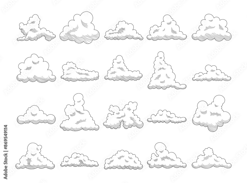 Cumulus cloud. Coloring Page. Sky air symbol. Vector drawing ...