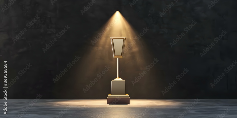 Award plaque on pedestal under spotlight symbolizes recognition and ...