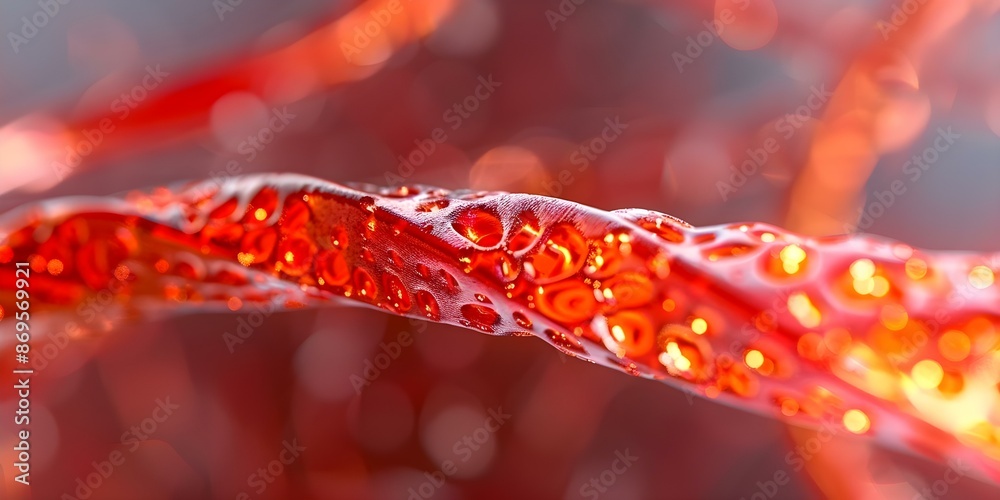 Detailed closeup of arterial plaque buildup in artery affected by ...