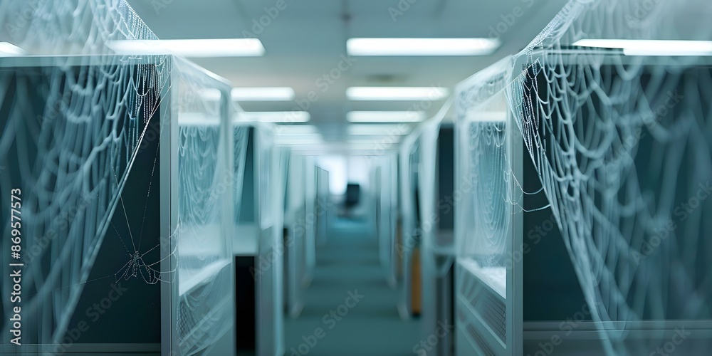 The Symbolism of a Vacant Office Cubicle Covered in Spider Webs Amid ...