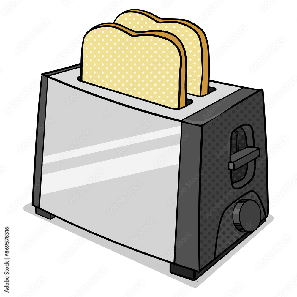 Toaster with toasts pop art style PNG illustration. Toasted bread ...