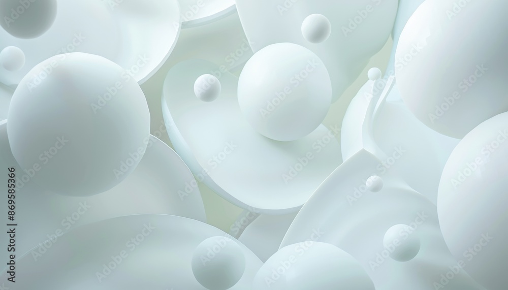 Abstract White Shapes with Textures and Shadows Circular Forms ...