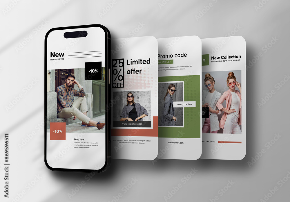 Mobile Mockup For Social Media Story Posts Presentation Stock Template ...