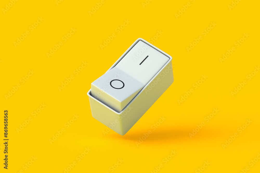 Falling rocker switch on orange background. Electrical component ...