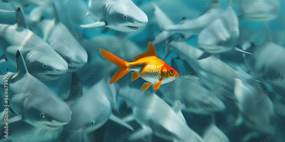 Goldfish Wearing Shark Costume Fearlessly Navigates Ocean Among Larger ...