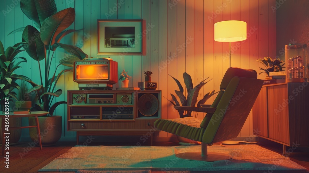 Vintage Vibes A retro living room with old-fashioned furniture and a ...