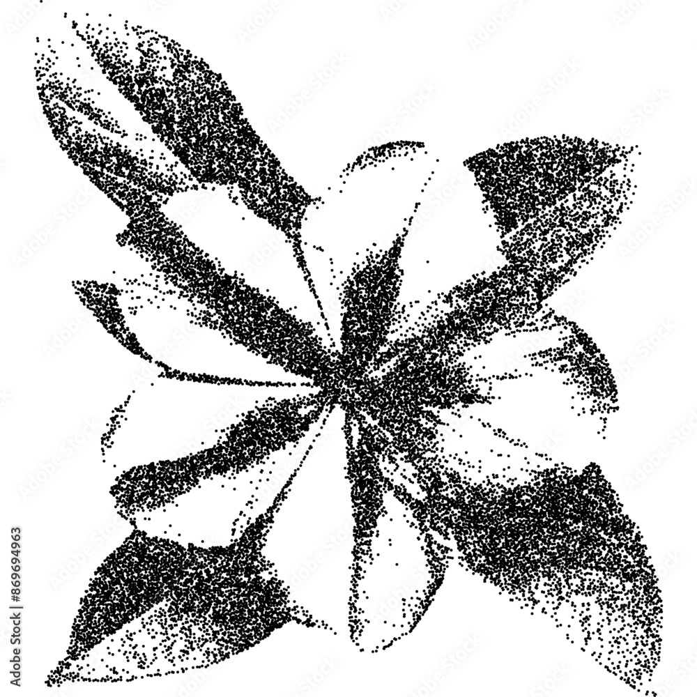 Flower with retro photocopy stipple effect, for grunge punk y2k collage ...