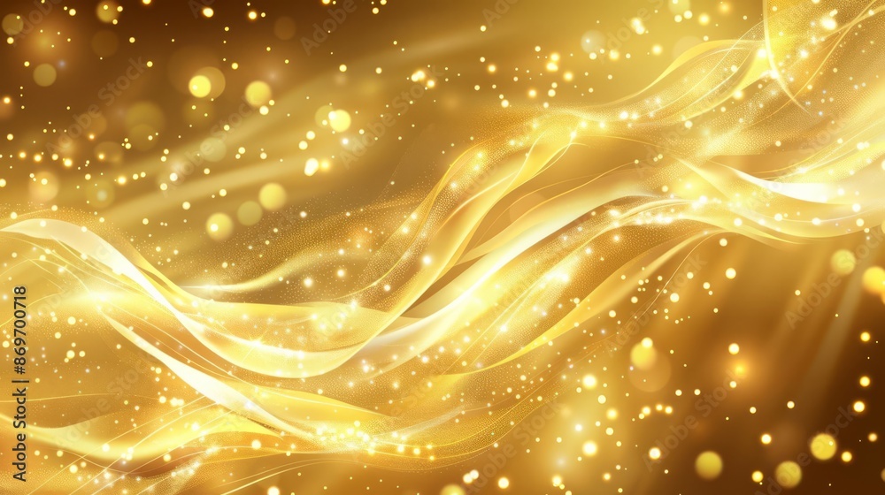 Premium golden background with soft undulating waves and sparkling ...
