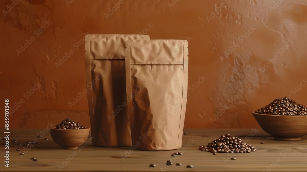 artisanal coffee packaging mockup kraft paper bag with minimalist ...