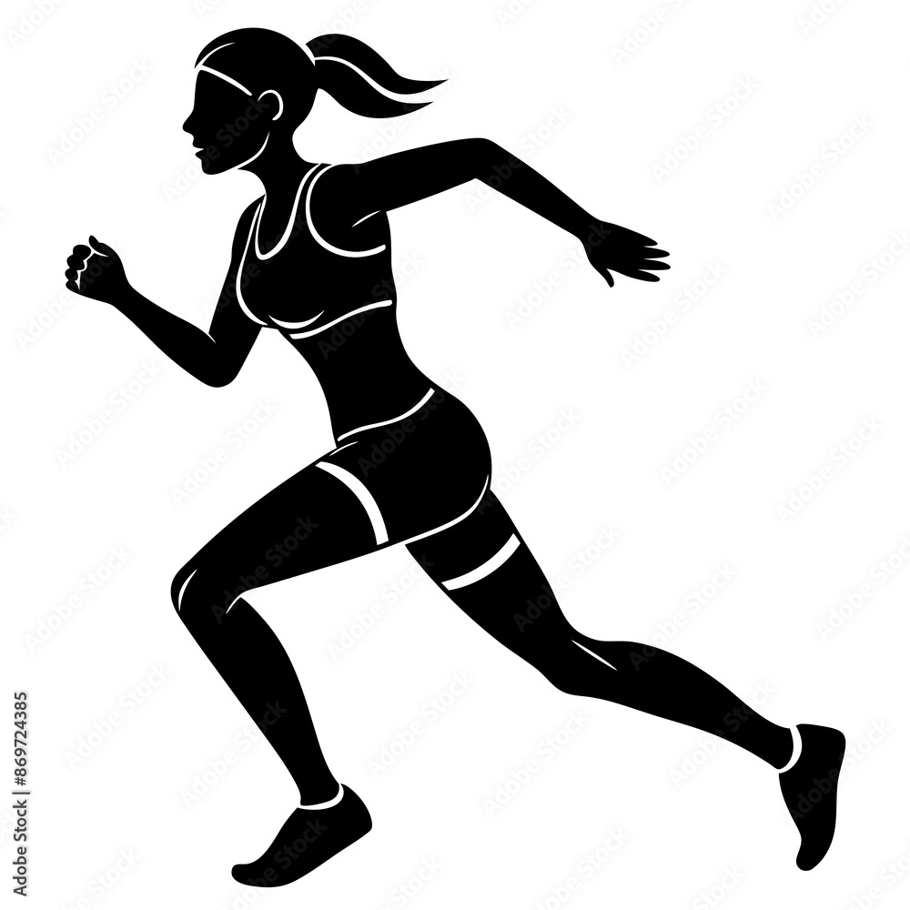 Runner athlete girl silhouette vector art illustration Stock Vector ...