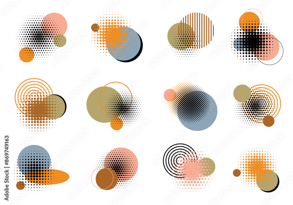 Set of abstract geometric shapes in flat cartoon design. A collection ...