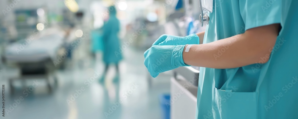 Nurse checking patient identification wristbands, hospital safety ...