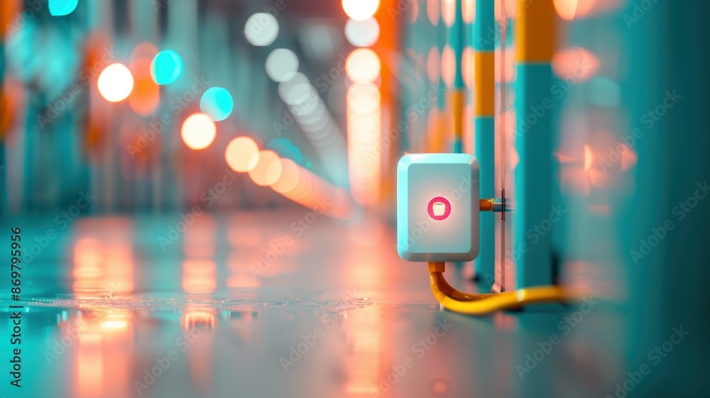 Fotografie, Obraz An RFID reader attached to a shipping dock, scanning ...