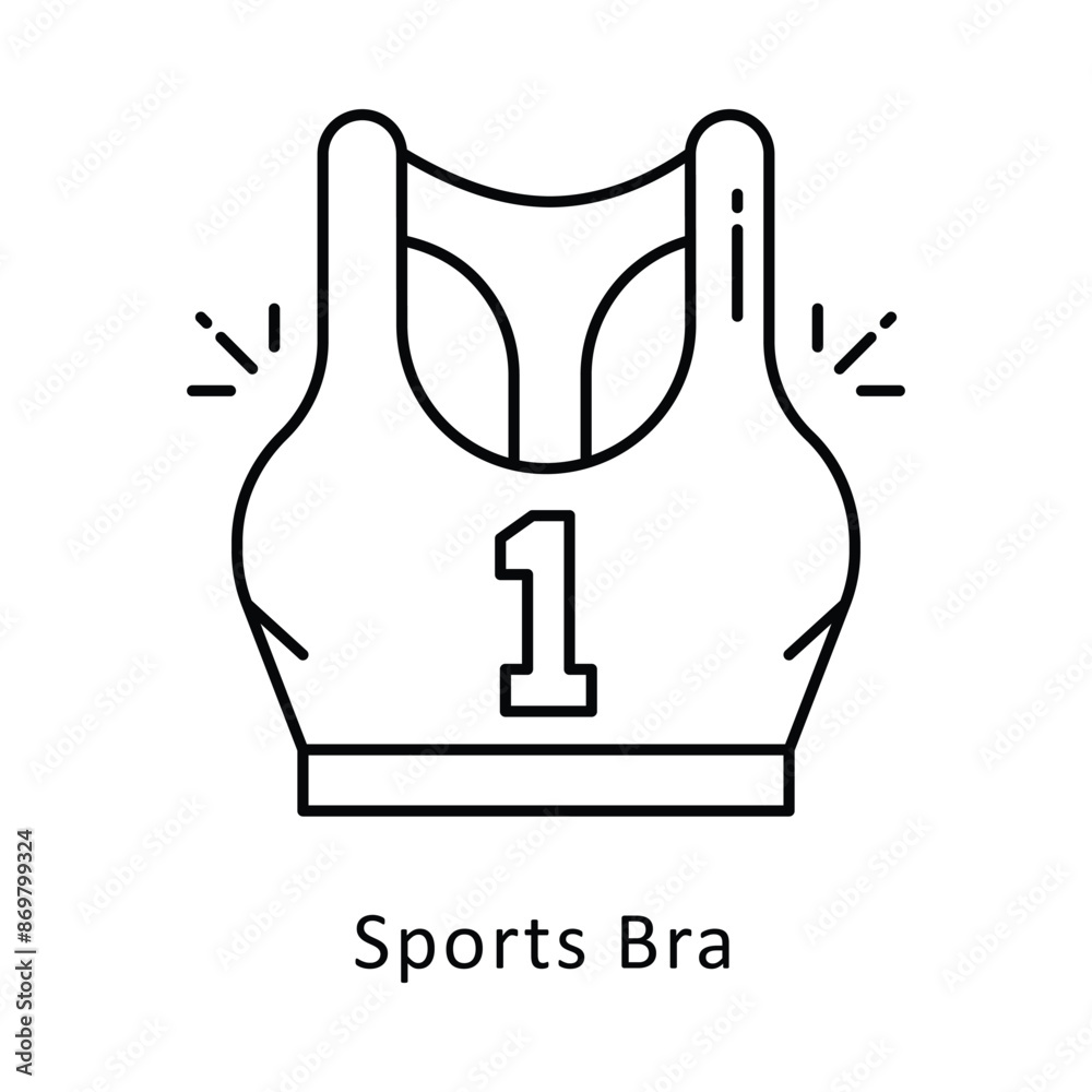 Sports Bra vector outline Design illustration. Symbol on White ...