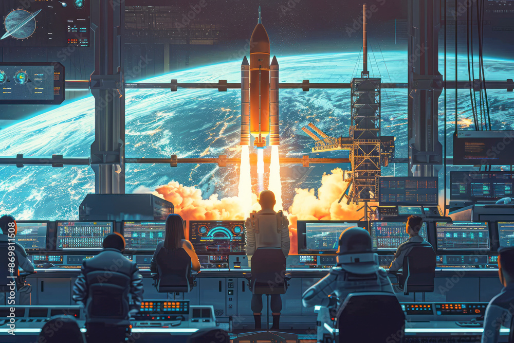 Triumphant Space Rocket Launch Captivates Mission Control Team Crewed ...