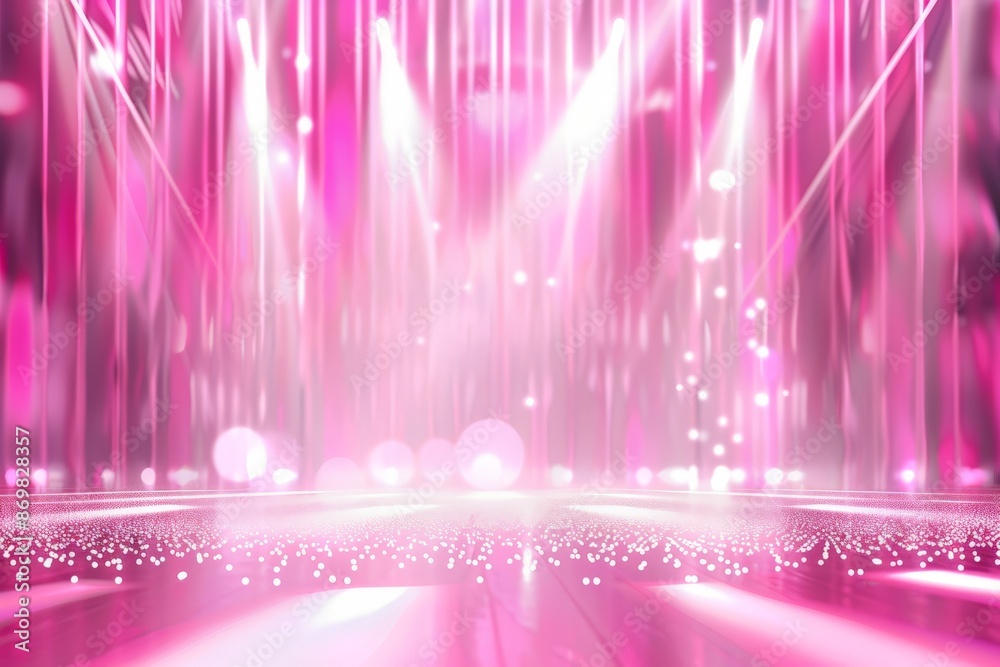 Pink stage scene with silver line elements and glitter light effect ...