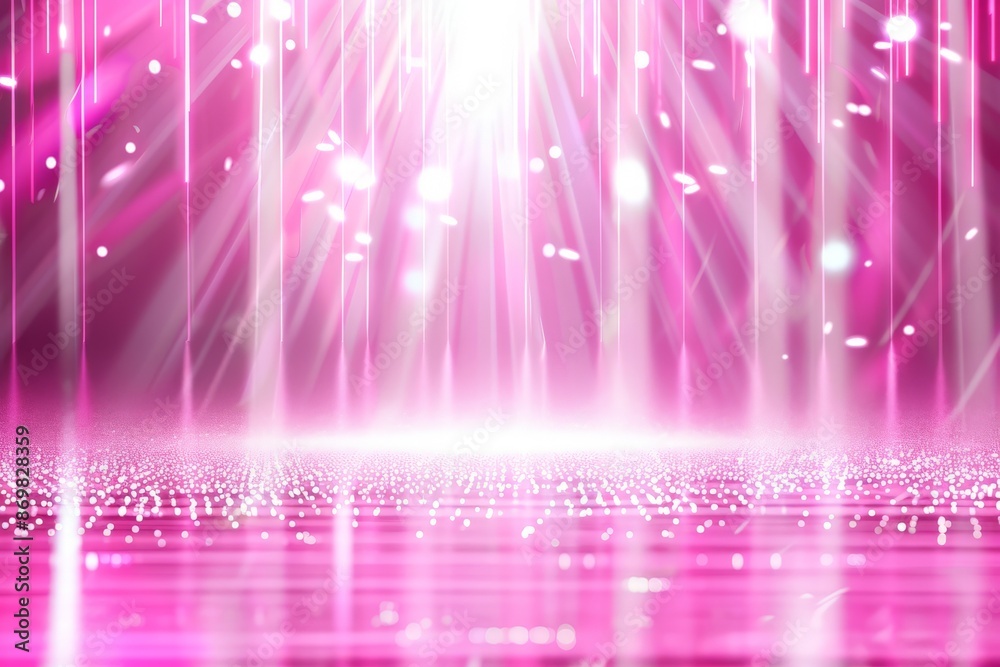 Pink stage scene with silver line elements and glitter light effect ...