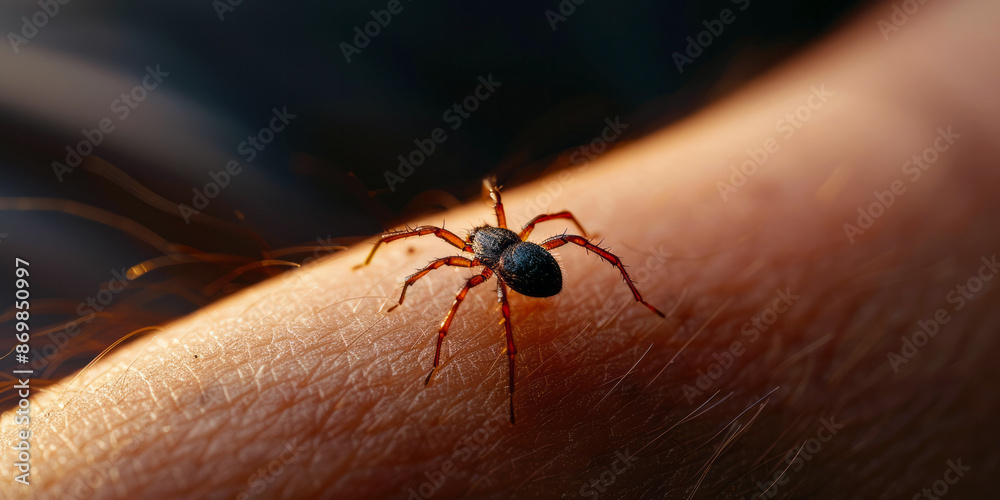 Tick on a human leg, showing the importance of insect repellent and ...