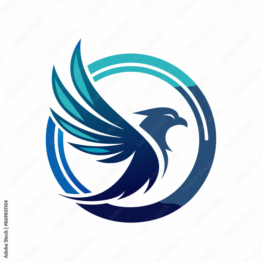 eagle and letter looks like circle logo silhouette vector art ...