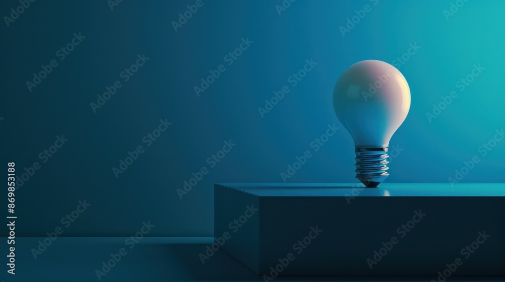 This image features a minimalistic concept of a light bulb on a ...