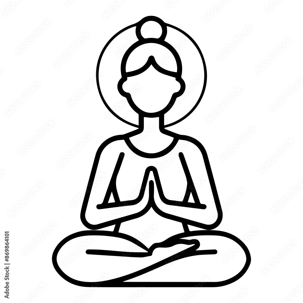 meditation icon or modern line symbol. Vector line art and icon design ...