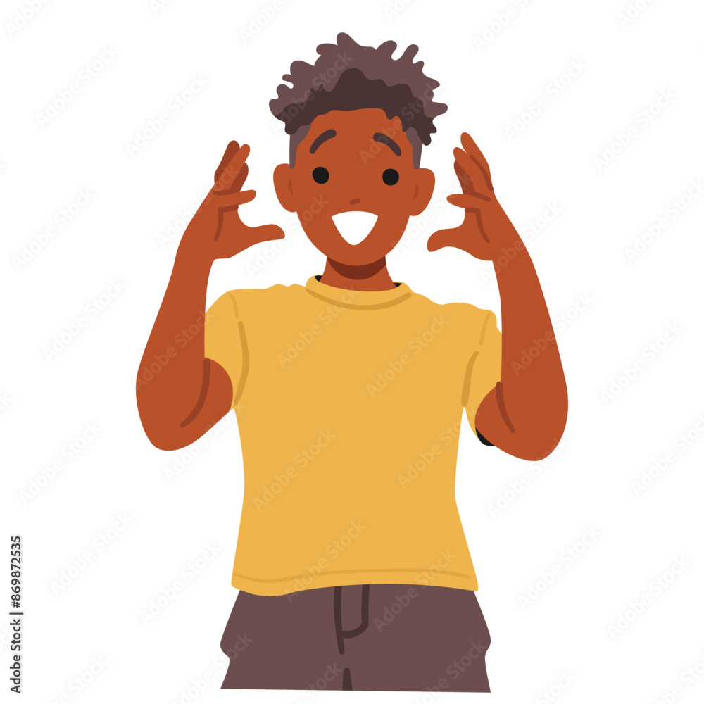 Cartoon Vector Illustration Of A Happy African American Boy Character ...