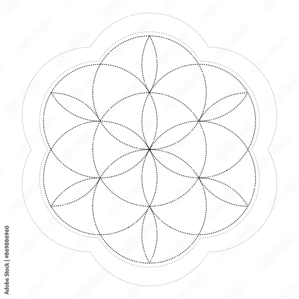 Lotus flower tattoo design over Seed of Life sacred geometry symbol ...