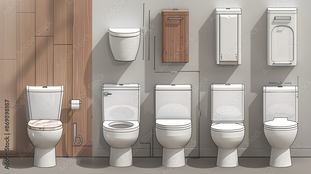 An Illustrated Guide to Different Types of Water Closets (WCs) Stock ...