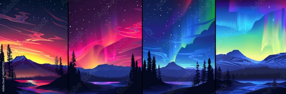 Isolated on transparent background, Aurora Borealis, Northern lights ...