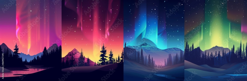 Night sky, Aurora Borealis, Northern lights effect. Abstract space ...