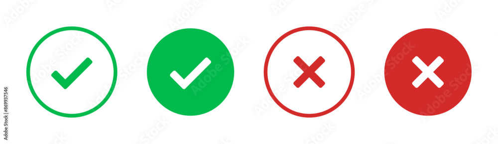 check mark icon button set. check box icon with right and wrong buttons ...