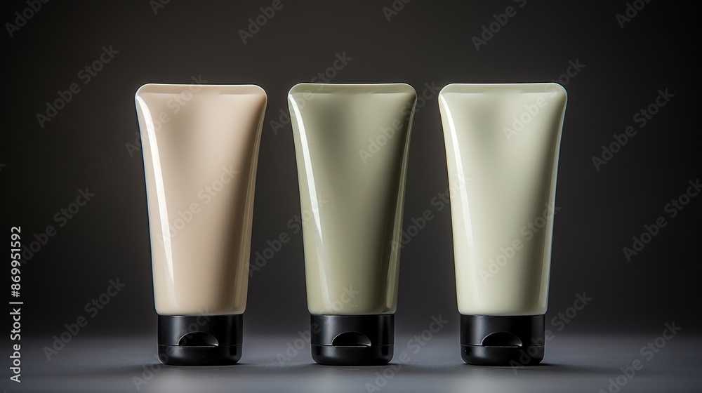 Elegant Cosmetic Tubes on Gradient Background. Three blank cosmetic ...