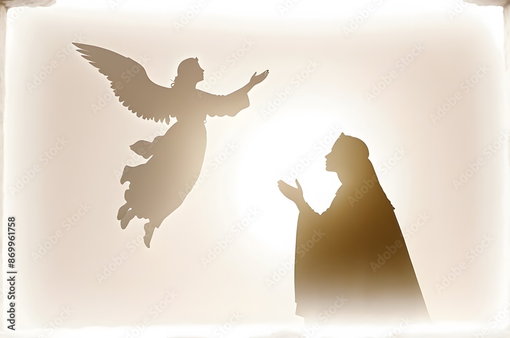 Annunciation to the blessed Virgin Mary, silhouettes Biblical ...