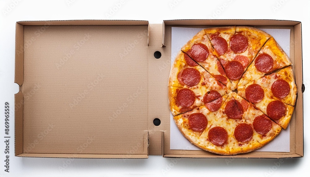 pizza box pepperoni inside top open photo transparent background ...
