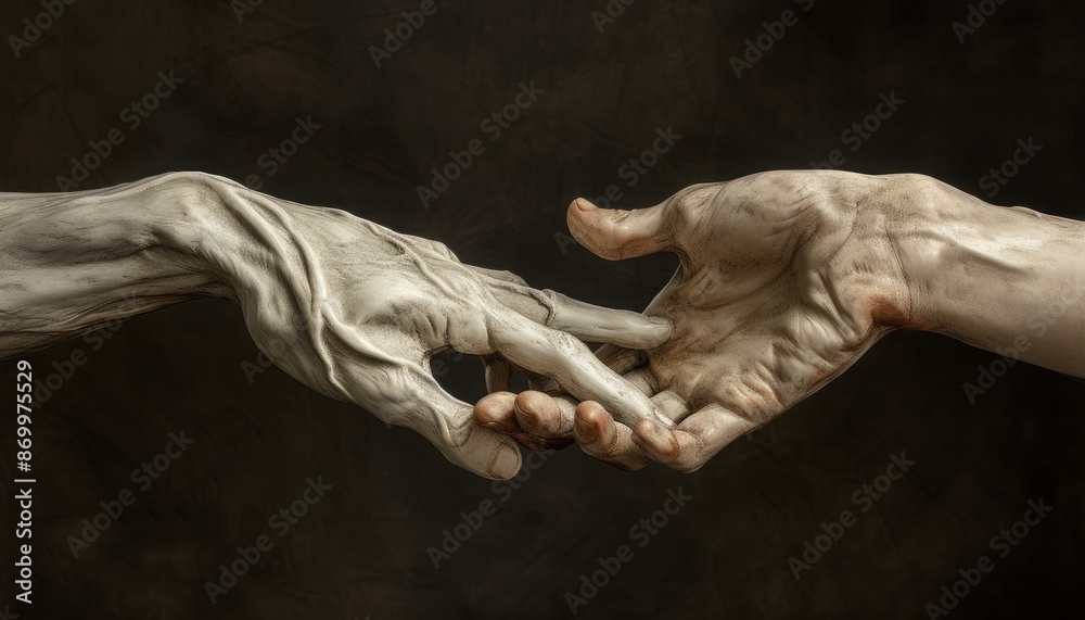 Sculpture of two hands holding, conveying a firm and comforting grip ...