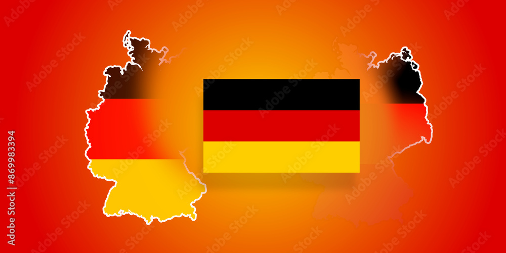 West Germany and East Germany with distance, divided Germany abstract ...