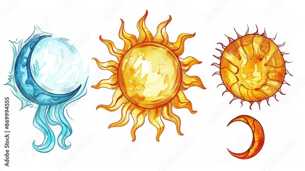 A beautiful artistic representation of the sun and moon using ...