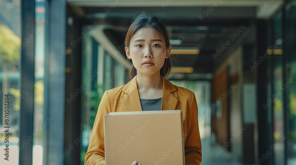 Unemployment quitting job, desperate asian young business woman send ...
