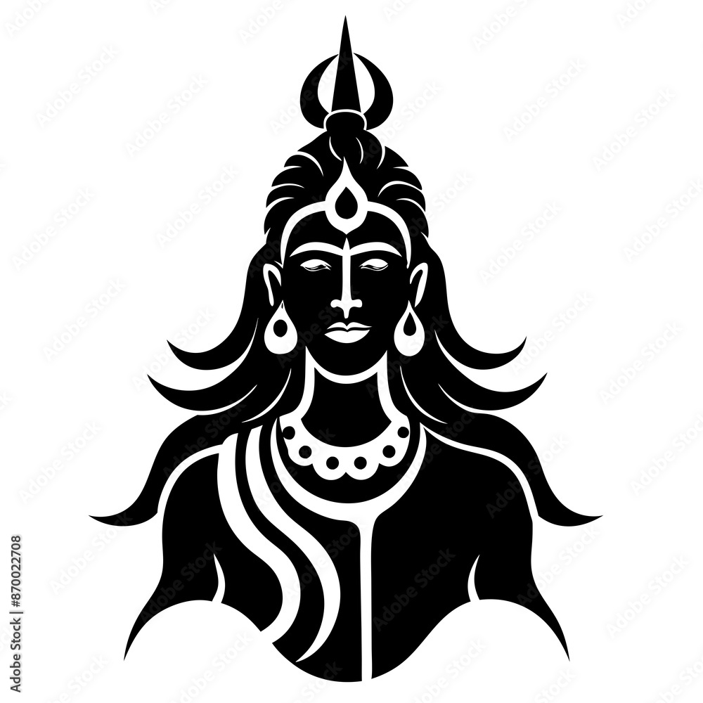 Lord Shiva Logo Icon vector illustration silhouette and line art Stock ...