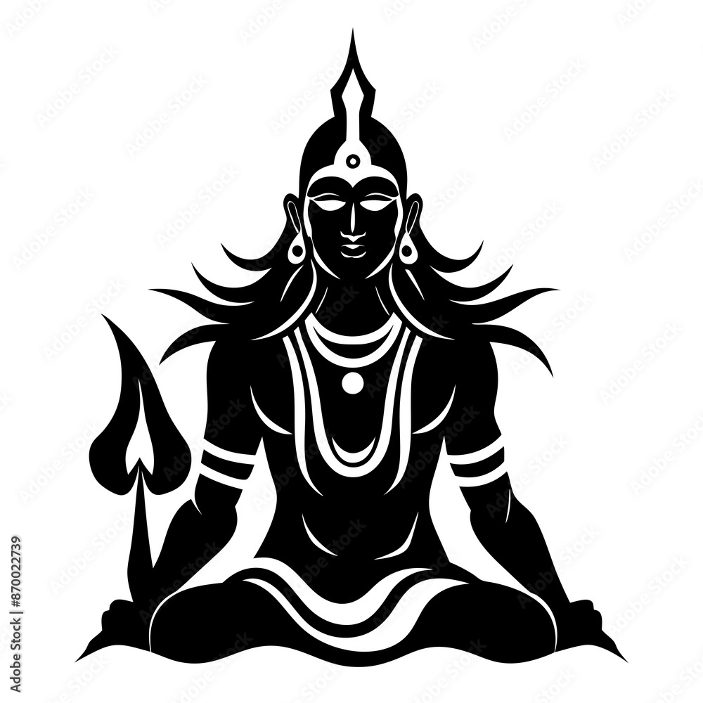 Lord Shiva Logo Icon vector illustration silhouette and line art Stock ...