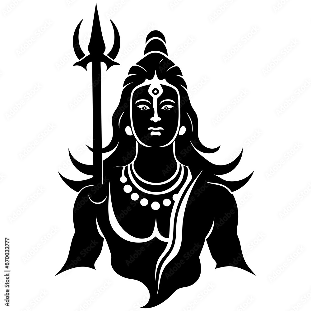 Lord Shiva Logo Icon vector illustration silhouette and line art Stock ...