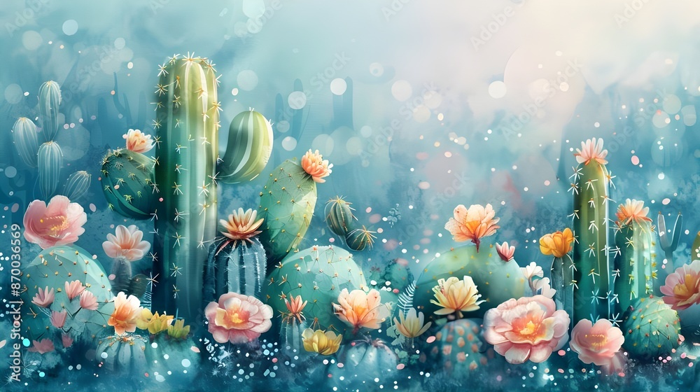 watercolor painting of a cactus, hand drawn with attention to the ...