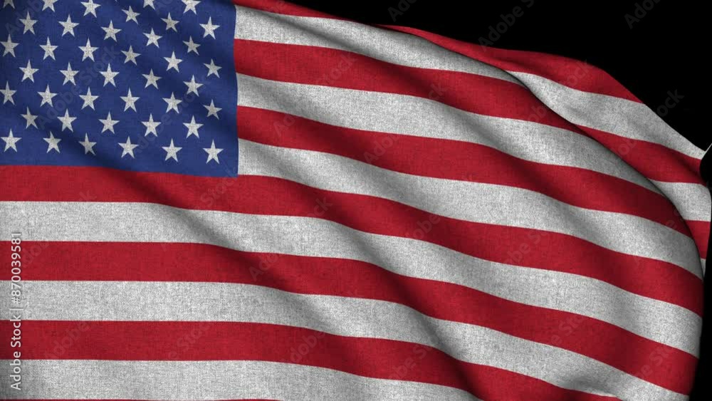 Beautiful Realistic American flag waving in the wind, in slow motion ...