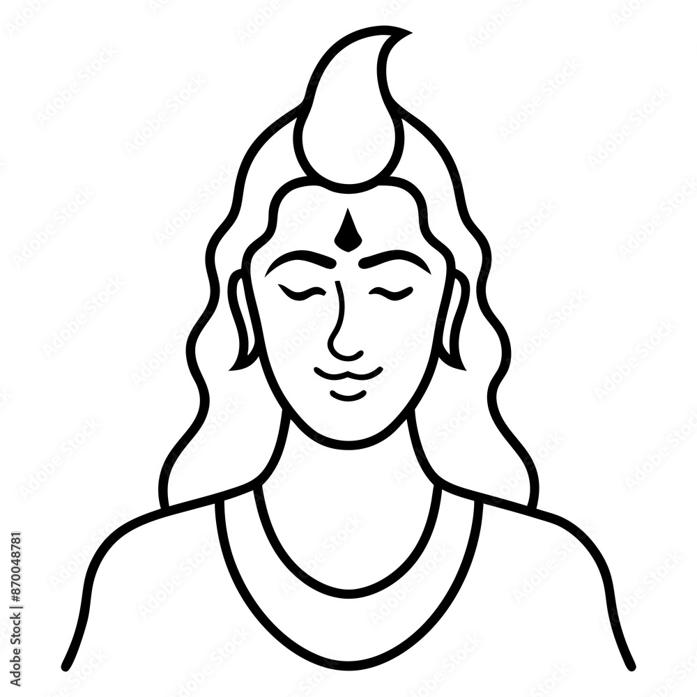 Lord Shiva Logo Icon vector illustration silhouette and line art Stock ...