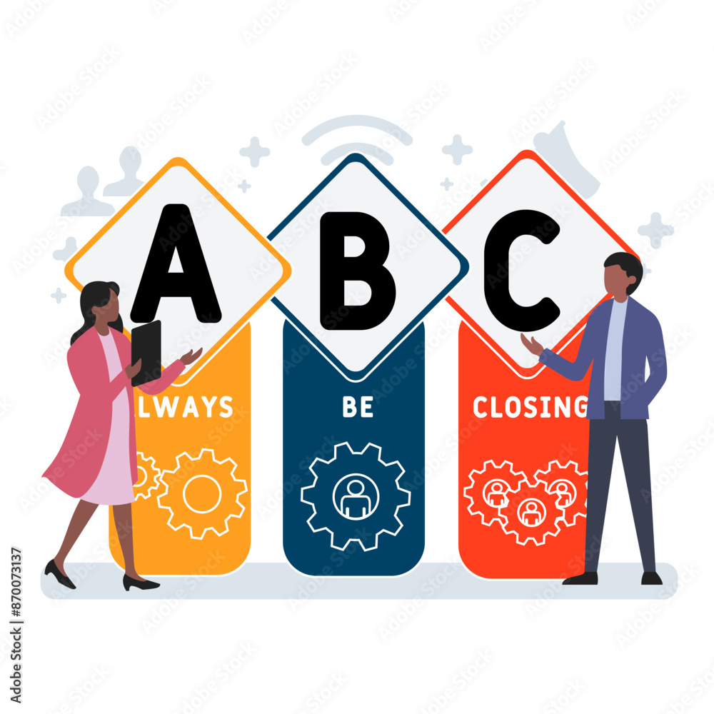 ABC - Always Be Closing acronym. business concept background. vector illustration concept with ...